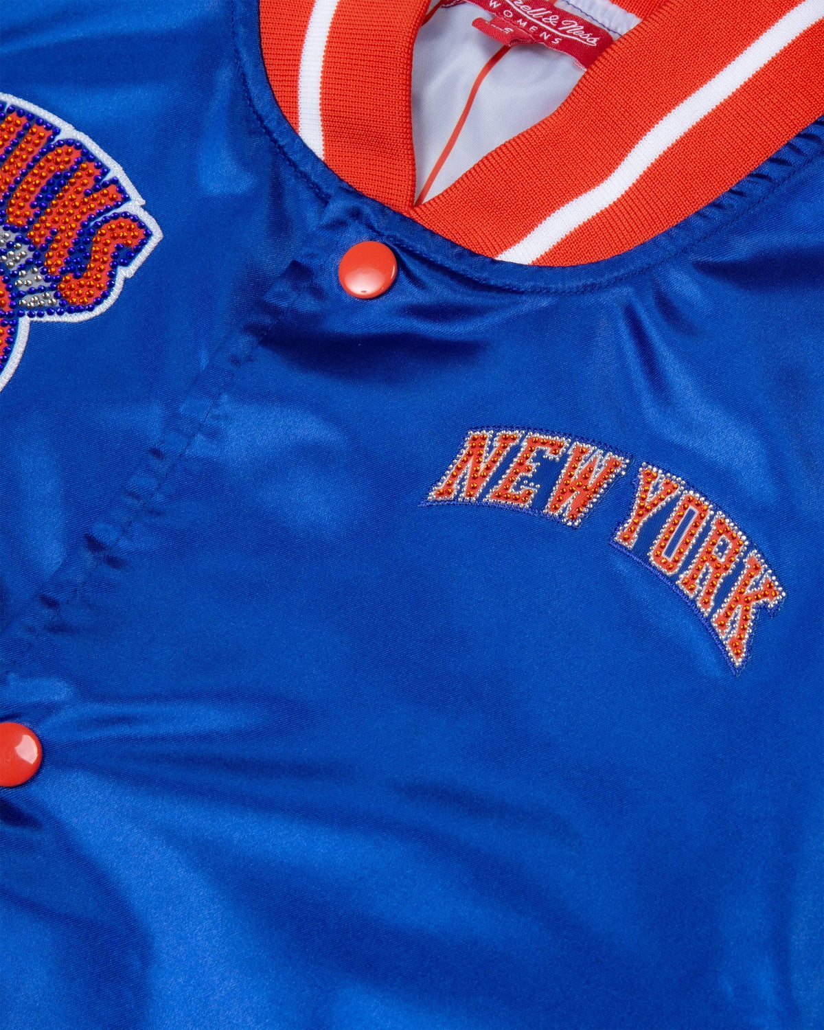 New York Knicks Blue Boxy Crop Rhinestone Satin Jacket – DannijoPro